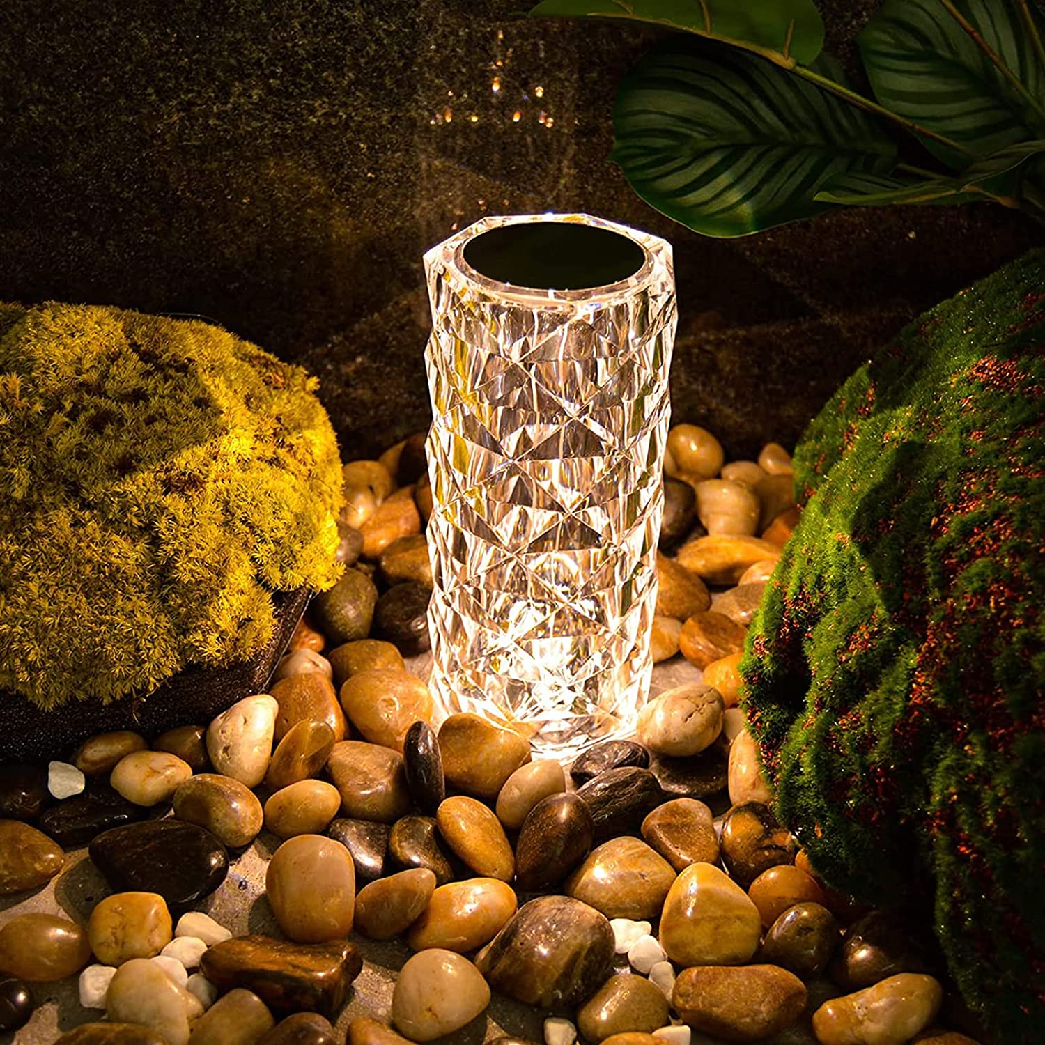 Xergy Crystal Table Lamp, 3 Color Changing Rose Diamond Night Light ...